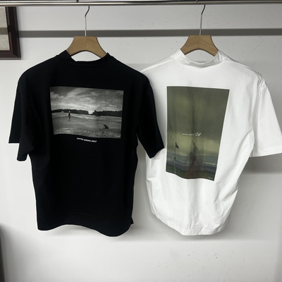 42E105出口余日本潮牌高尔夫球衣男士服装夏季新品小高领短袖印花