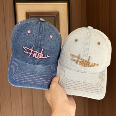 美式复古水洗牛仔棒球帽子女宽檐深顶显脸小遮阳防晒刺绣鸭舌帽男