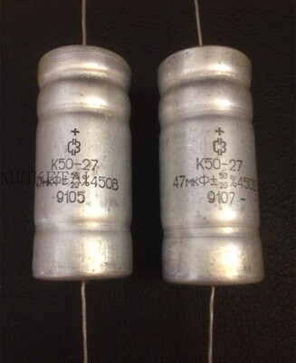 全新 苏联 K50-27 350V 10UF 450V 47uf   轴向液态电解液电容
