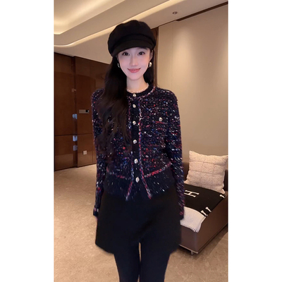 大李plus“烟花毛衣”定纺彩纱 绵羊毛混纺针织衫-D5MM3361