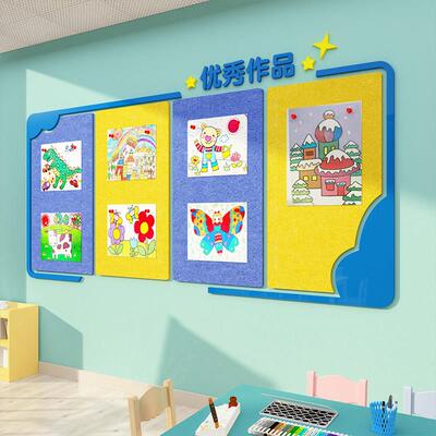 品展示书法21588优教毛室布置装饰画培训机构毡板文化面贴幼作儿