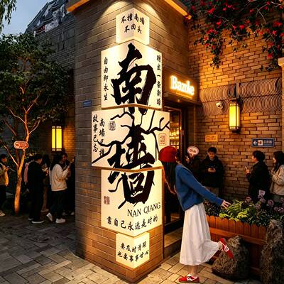 网红民谣小酒馆清吧氛围布置撞南墙面打卡造背场景烧烤装饰贴纸画