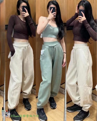 plushflec束脚双层腰加绒长裤