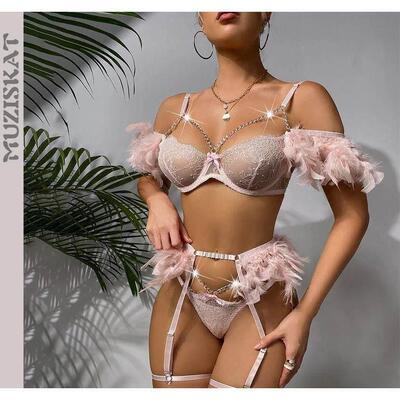 MUZISKAT Feathers Sex Underwear Luxury French Lingerie Sets