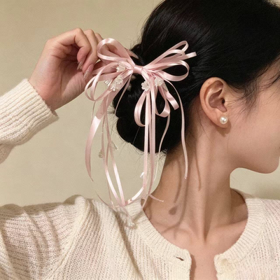 超仙铃兰花蝴蝶结丝带发夹氛围感鸭嘴夹发卡头饰温柔夹子发饰