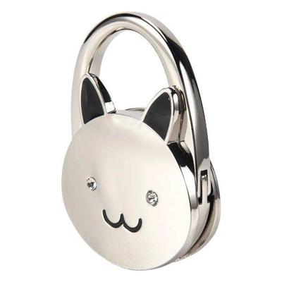 Cartoon Foldable Silver Tone Handbag Hook Antislip Rubber