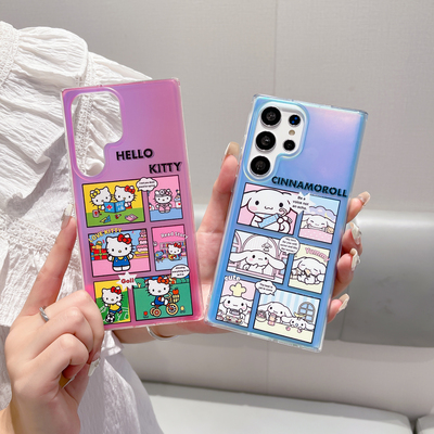 创意可爱卡通KT猫玉桂狗适用三星GalaxyS24手机壳S25+/S26Ultra少女心A55全包A34/A23A防摔14/A50S防摔保护套