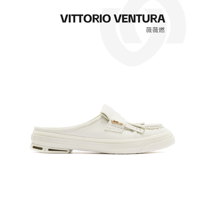 VITTORIOVENTURA/薇薇燃牛皮时装贝壳跟穆勒拖鞋乐福鞋