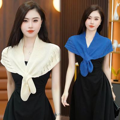 日系针织小披肩减龄鱼尾纹外搭披肩名媛风女春夏护颈椎空调房搭肩