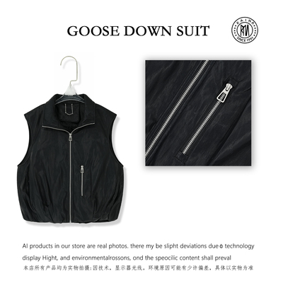 【AMU】2025新款美式复古翻领拉链鹅绒马甲XE226