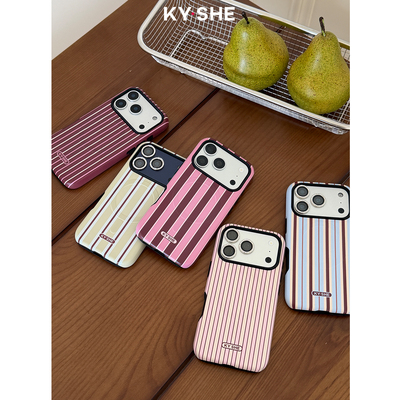 【宋芳园同款】KYSHE复古条纹韩国进口磁吸壳菲林二合一手机壳适用iPhone18/17/16promax小众设计感保护壳