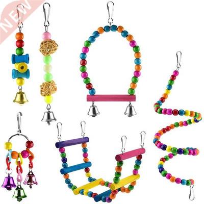 6 Pcs Bird Parrot Toys, Bird Swing Toy Colorful Chewing Hang