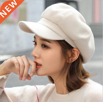 Autumn Winter Hats for Women Solid Plain Octagonal Newsboy C