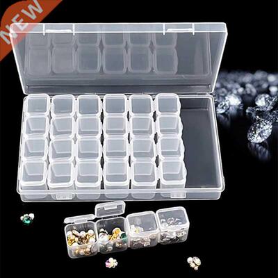 28 Slots Adjustable Transparent Plastic Storage Jewelry Box