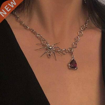 Spider Necklace Women Red Crystal Necklaces Woman Fashion Cr