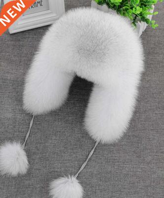2022 100% Real Fox Fur Hat Women's Russian Ushanka Aviator t