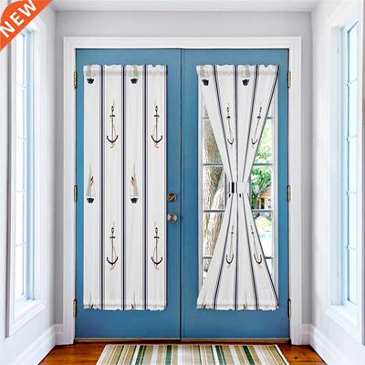 Boat Anchor Stripes Rectangle White Curtains for Living