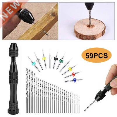 59Pcs Precision Pin Vise Twist Drill Bits Hand Drill Set