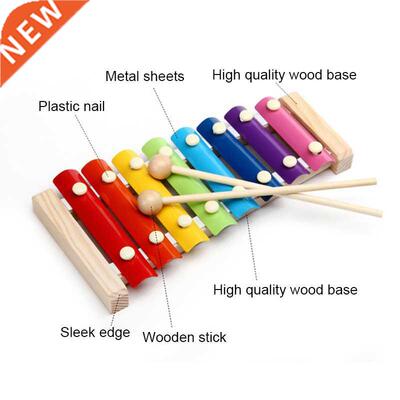 Wooden Xylophone Musical Instrument 8 Tones Toys Multicolor