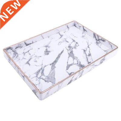 Gold Rim Serving Tray Marble PU Leather Tea Cup Sets Tray