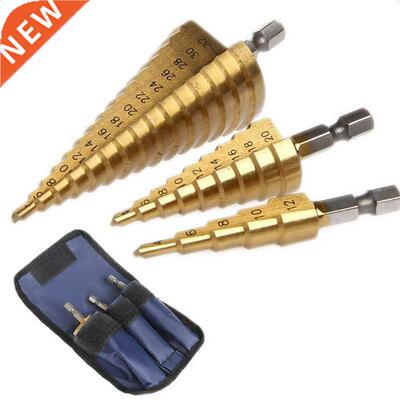 3Pc Hss Step Cone Taper Drill Bit Set Hole Cutter Metric