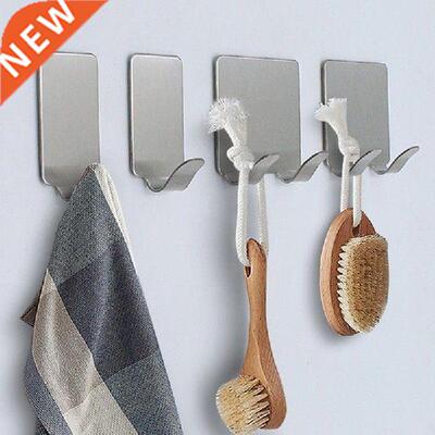 1/4pcs Self Adhesive Stainless Steel Towel Hooks Hanging