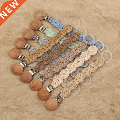 Handmade Crochet Pacifier Clip Cotton Wooden Baby Pacifier C