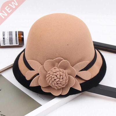 New Winter Women Floral Wool Cap Hats Fedoras Vintage Wester