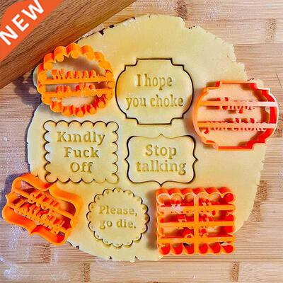 4Pcs Cookie Cutters Molds with Good Wishes Cookie Stamp Past