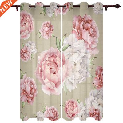 Vintage Flowers Watercolor Window Curtains for Bedroom Home