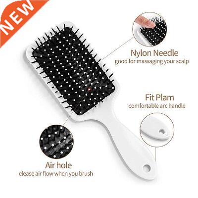 Portble Cow Print nti-sttic Wet Hir Brushes Rubber