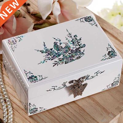 Snil Jewelry Box White Wooden Wtch Jewelry Storge