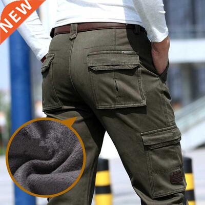 Fleece Warm Cargo Pants Men Clothing 6 Pockets Work Casual