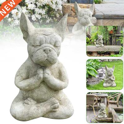 Meditation Bulldog Statue Resin Dog Sculpture Animal Yoga