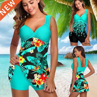 Plus Size Two Pieces Swimsuits Swimwear Women Flower Print S
