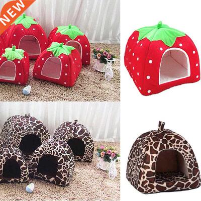 Pet Dog Cat House Kennel Tent Fashion Soft Strawberry Pet D