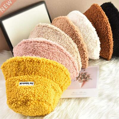 Lamb Wool Faux Fur Bucket Hat Winter Warm Teddy Velvet Hats