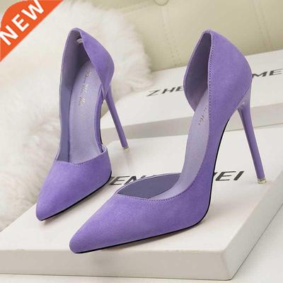 Women's Pumps Suede Hgh Heels Female Ponted Toe Offce Sho