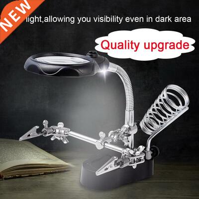 Soldering Iron Station Stand With Welding Magnifier Glass Cl