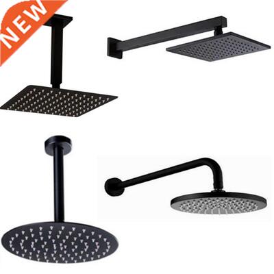 Black Round and Square Rain Shower Head Ultrathin 2 mm 8 10