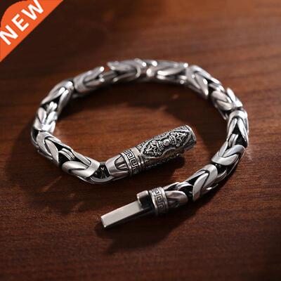 HX Silver Color Handmade Retro Men's Safe Braided Bracelet T