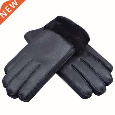New Men Winter Gloves Warm Genuine Sheep Fur Gloves for Men