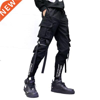 Hip Hop Men Ribbons Cargo Pants Fashion Harajuku 2022 New El