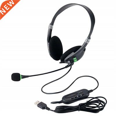 USB Headset With Microphone Noise Cancelling Computer PC Hea