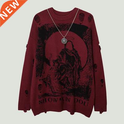 Sreetwear Destroyed Hole Knitted Sweaters Mens Hip Hop Haraj