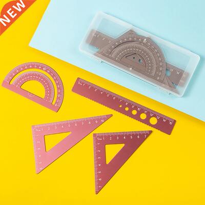 4Pcs/Set Metal Ruler Stationery Set Aluminum Alloy Multifunc