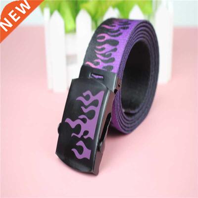 New Style Flame Print Men Women Unisex Plain Webbing Belts H