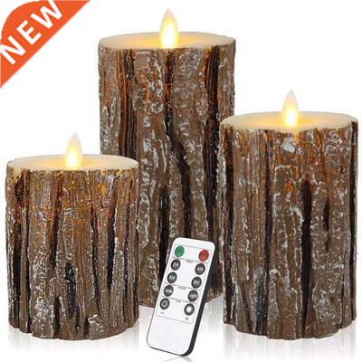 Top-Flameless Candles Cedar-Bark Dripless Real Wax LED Pilla