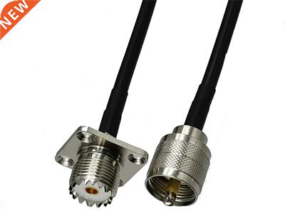 1pcs RG58 UHF Female Jack 4-Holes Flange to UHF PL259 Male P