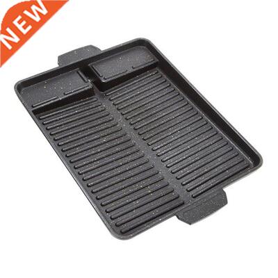 Rectangle BBQ Grill Pan Non Stick Griddle Pan Plate Tray Rid